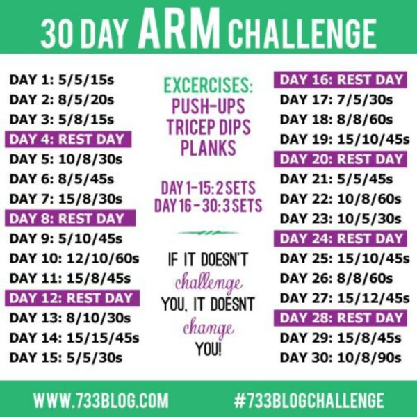 30 Day Arm Challenge Workouts - A Less Toxic LifeA Less Toxic Life